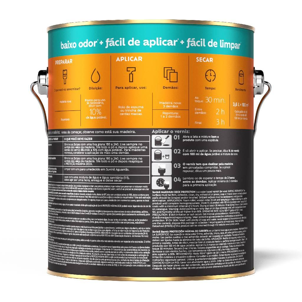 Verniz Proteção Máxima Deck Suvinil Acetinado Imbuia 3,6 Litros - Balaroti