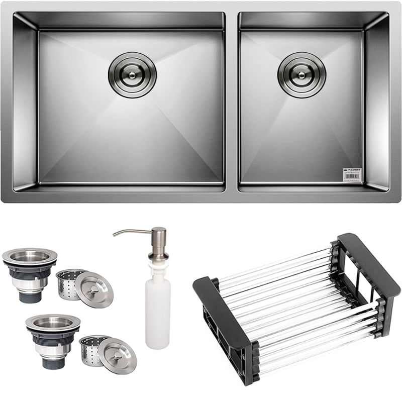 Cuba Dupla Quadrada Inox 304 Gourmet 9040 Assimétrica com Acessórios ...