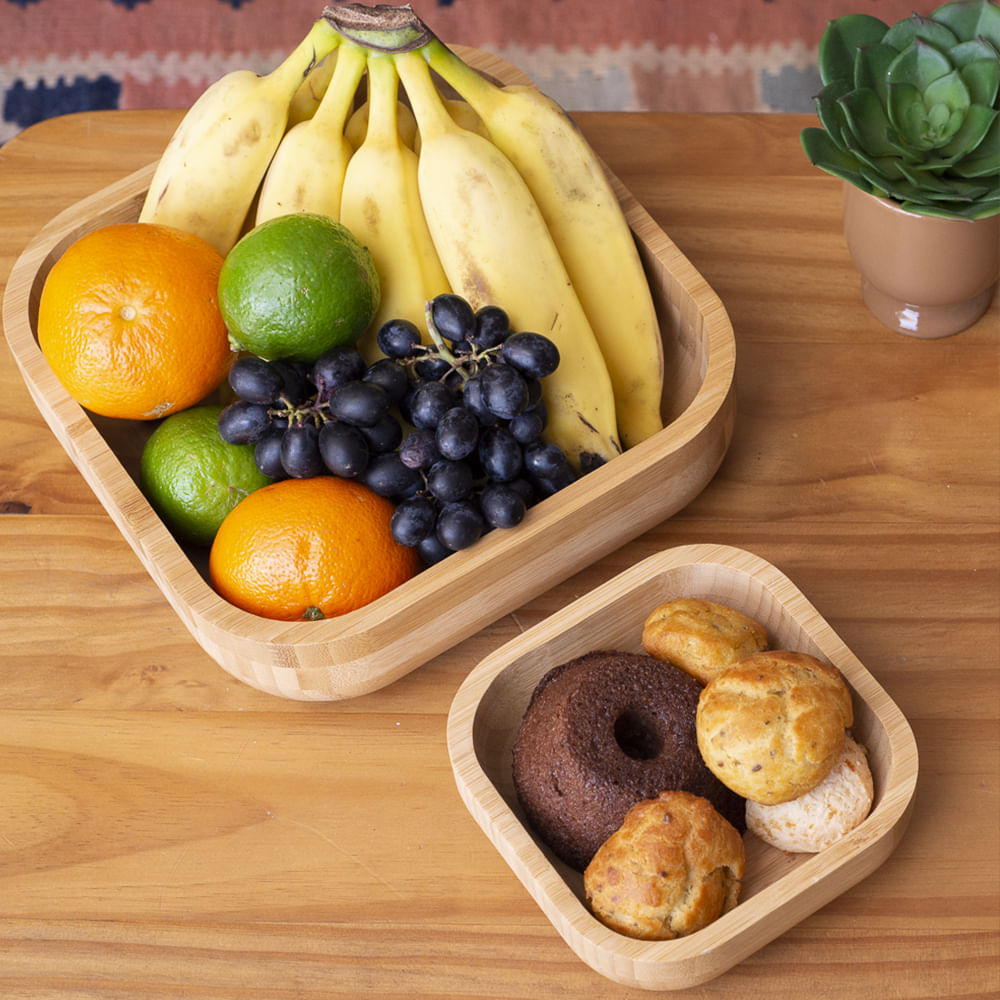 Kit 2 Bowls de Bambu Oikos 23cm e 14cm Quadrado Multiuso - Balaroti