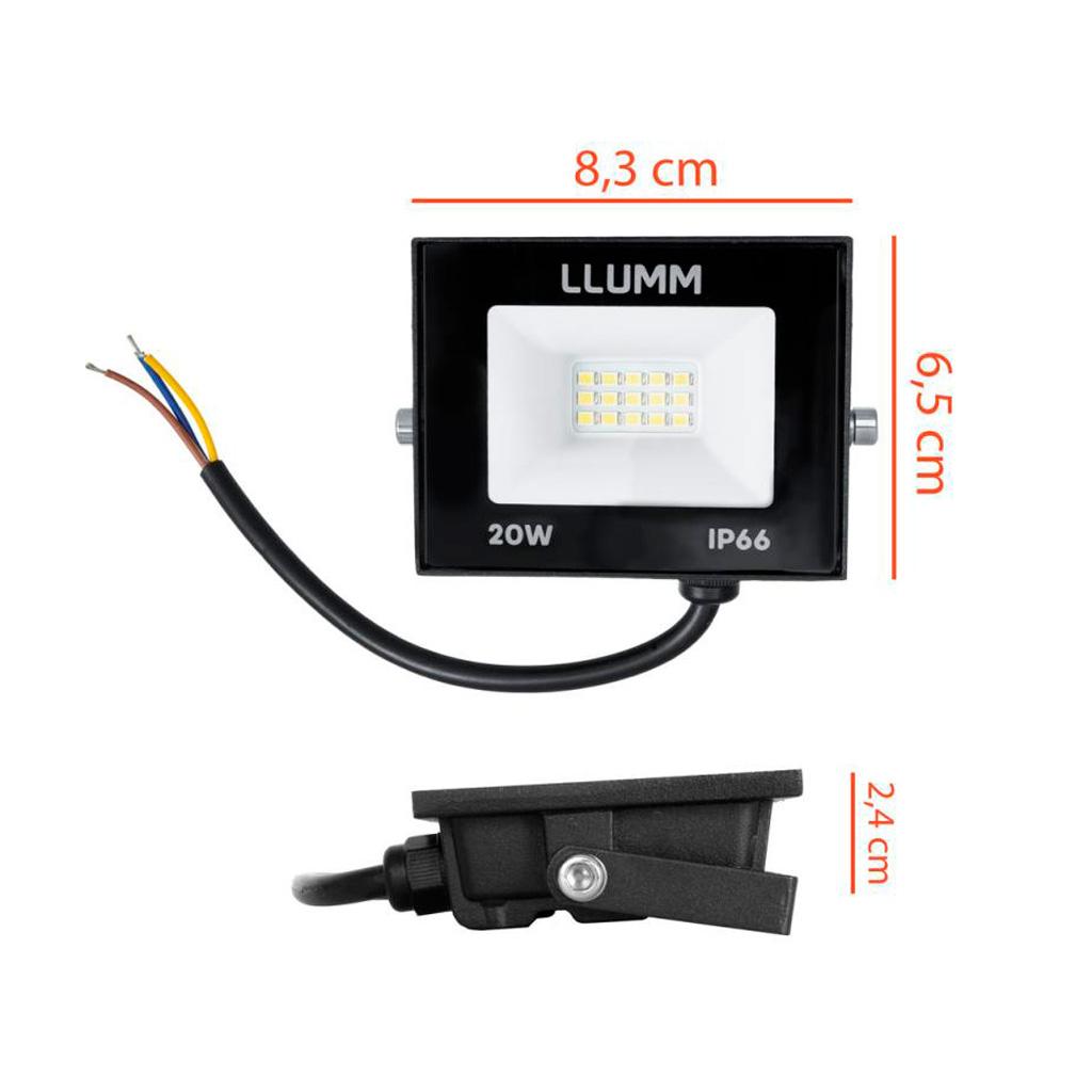 Refletor Deep Led Fit 20w Luz Branca IP66 Preto 100-250VAC LDSMDRFFT20C11V2 Llumm Bronzearte ...